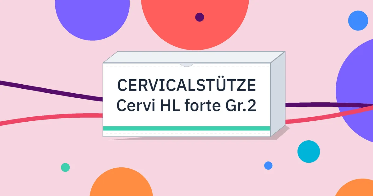 Symbolbild: Packung mit der Aufschrift CERVICALSTÜTZE Cervi HL forte Gr.2 (PZN 02885729) – Verfügbarkeit und Bezug in Apotheken in Frankfurt am Main