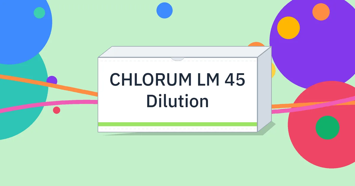 Symbolbild: Packung mit der Aufschrift CHLORUM LM 45 Dilution (PZN 12816681) – Verfügbarkeit und Bezug in Apotheken in Frankfurt am Main