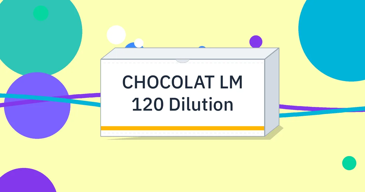 Symbolbild: Packung mit der Aufschrift CHOCOLAT LM 120 Dilution (PZN 12817226) – Verfügbarkeit und Bezug in Apotheken in Frankfurt am Main