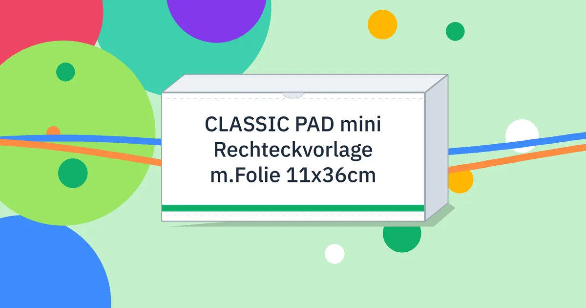 Symbolbild: Packung mit der Aufschrift CLASSIC PAD mini Rechteckvorlage m.Folie 11x36cm (PZN 10193773) – Verfügbarkeit und Bezug in Apotheken in Frankfurt am Main