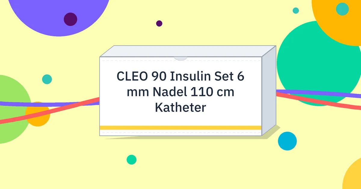 Symbolbild: Packung mit der Aufschrift CLEO 90 Insulin Set 6 mm Nadel 110 cm Katheter (PZN 02902563) – Verfügbarkeit und Bezug in Apotheken in Frankfurt am Main