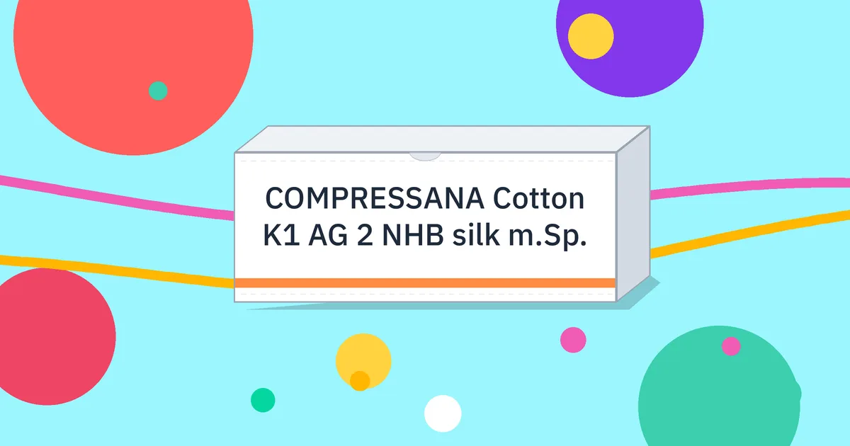 Symbolbild: Packung mit der Aufschrift COMPRESSANA Cotton K1 AG 2 NHB silk m.Sp. (PZN 11392954) – Verfügbarkeit und Bezug in Apotheken in Frankfurt am Main