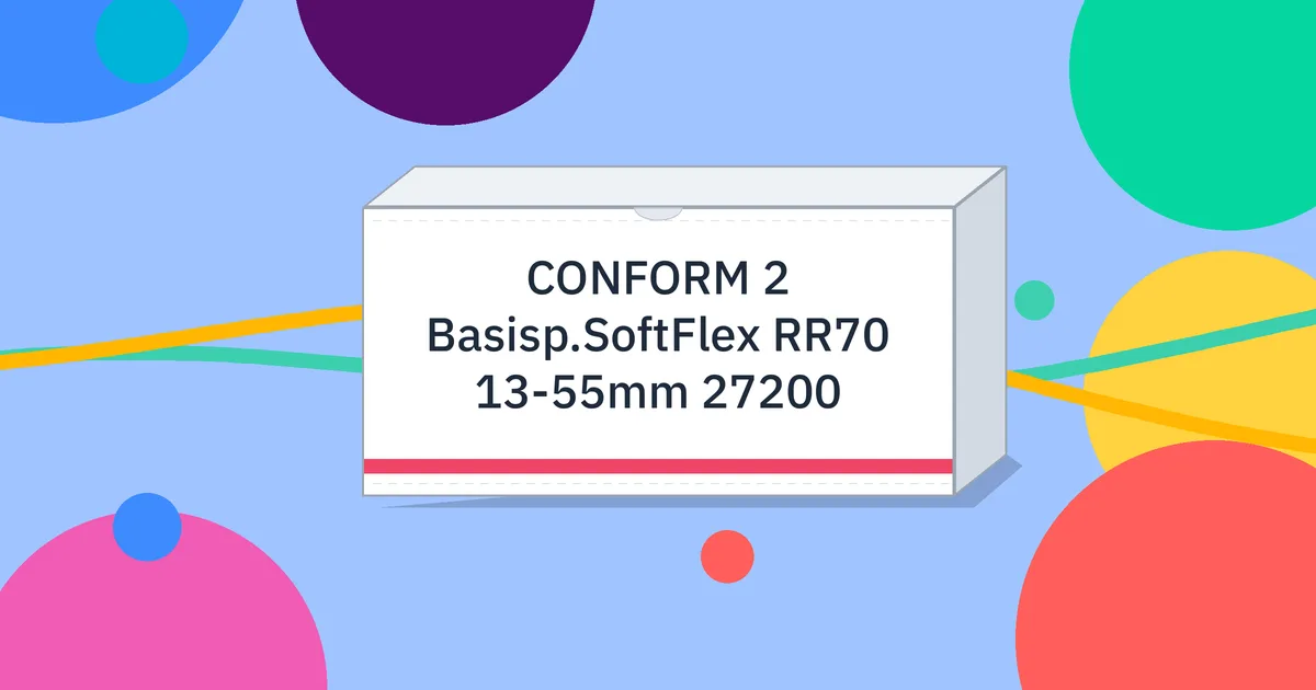 Symbolbild: Packung mit der Aufschrift CONFORM 2 Basisp.SoftFlex RR70 13-55mm 27200 (PZN 00347732) – Verfügbarkeit und Bezug in Apotheken in Frankfurt am Main