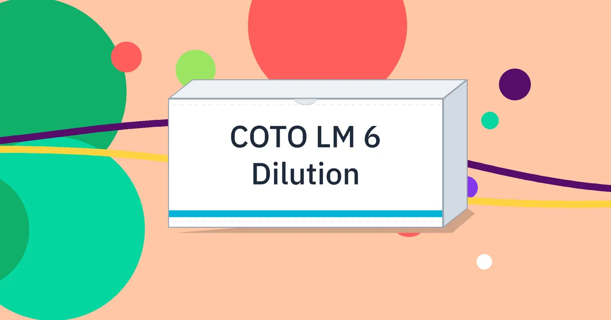 Symbolbild: Packung mit der Aufschrift COTO LM 6 Dilution (PZN 13455297) – Verfügbarkeit und Bezug in Apotheken in Frankfurt am Main