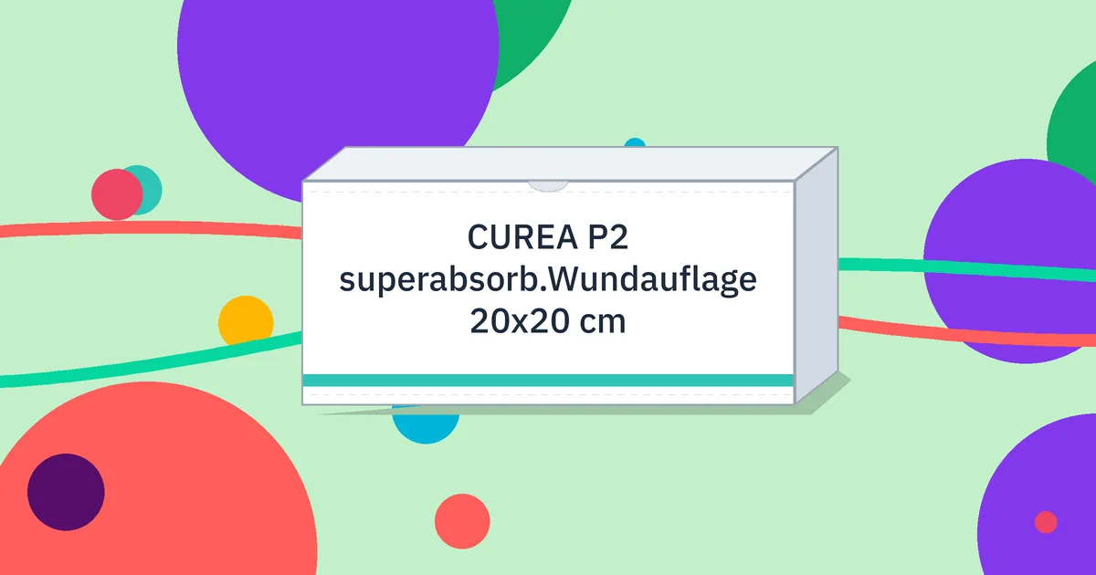 Symbolbild: Packung mit der Aufschrift CUREA P2 superabsorb.Wundauflage 20x20 cm (PZN 04121491) – Verfügbarkeit und Bezug in Apotheken in Frankfurt am Main