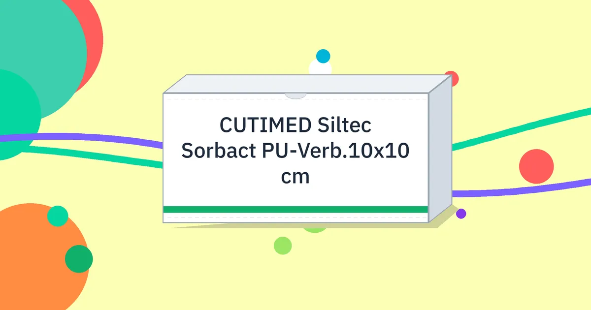 Symbolbild: Packung mit der Aufschrift CUTIMED Siltec Sorbact PU-Verb.10x10 cm (PZN 18126871) – Verfügbarkeit und Bezug in Apotheken in Frankfurt am Main