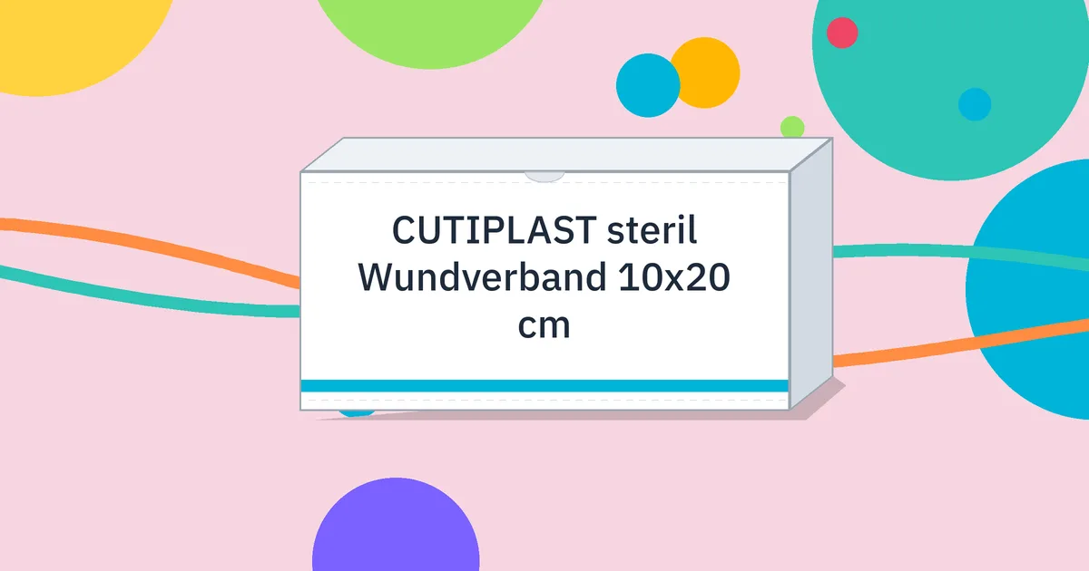 Symbolbild: Packung mit der Aufschrift CUTIPLAST steril Wundverband 10x20 cm (PZN 17381035) – Verfügbarkeit und Bezug in Apotheken in Frankfurt am Main