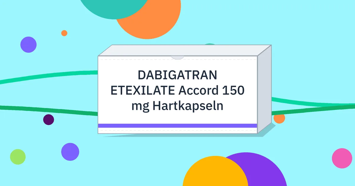 Symbolbild: Packung mit der Aufschrift DABIGATRAN ETEXILATE Accord 150 mg Hartkapseln (PZN 20300187) – Verfügbarkeit und Bezug in Apotheken in Frankfurt am Main
