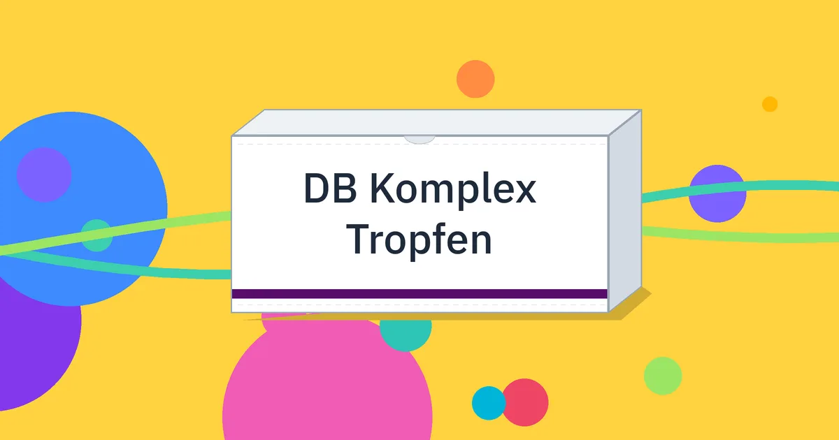Symbolbild: Packung mit der Aufschrift DB Komplex Tropfen (PZN 04517042) – Verfügbarkeit und Bezug in Apotheken in Frankfurt am Main