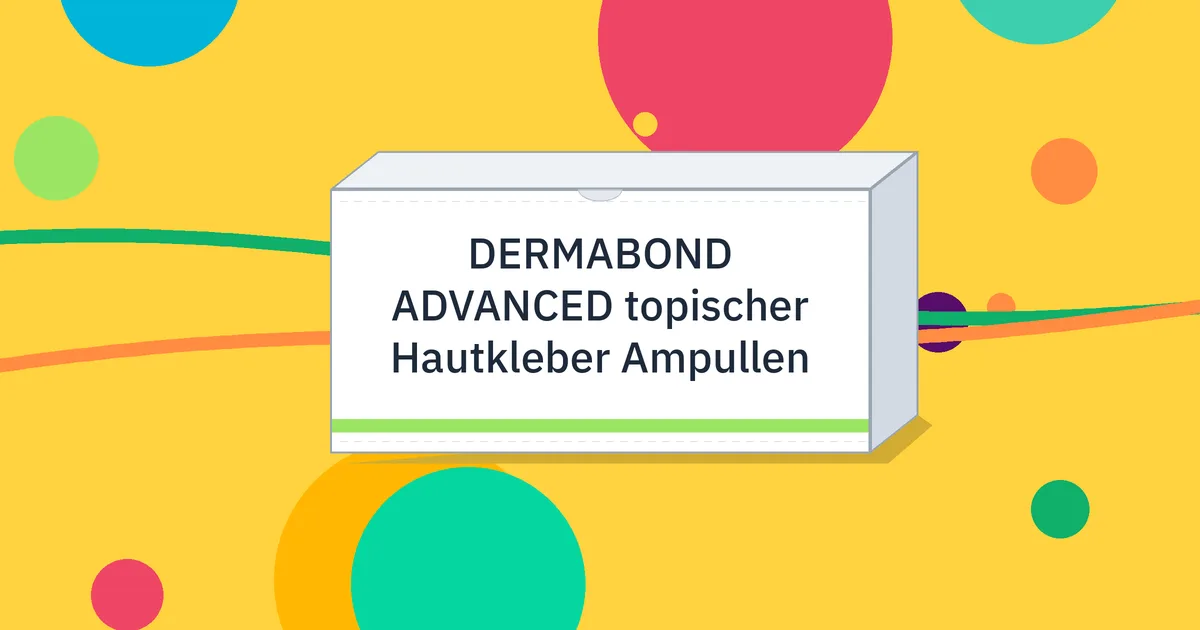 Symbolbild: Packung mit der Aufschrift DERMABOND ADVANCED topischer Hautkleber Ampullen (PZN 03964046) – Verfügbarkeit und Bezug in Apotheken in Frankfurt am Main