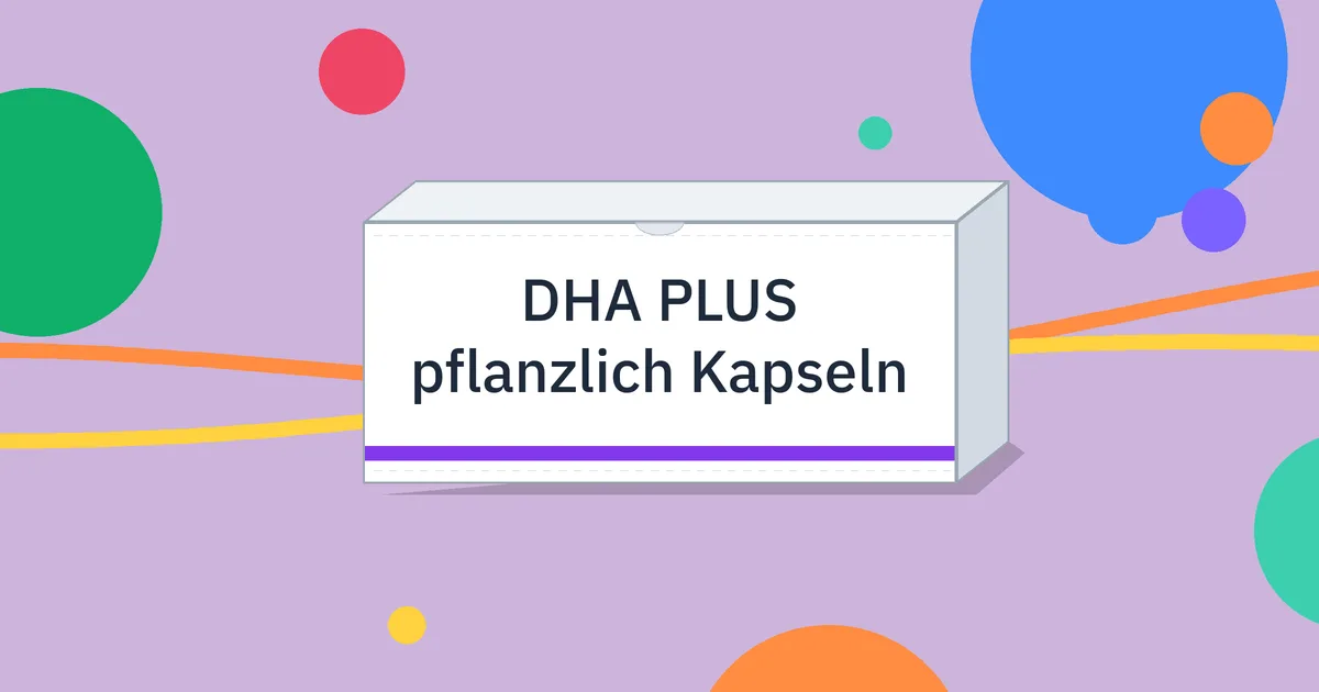 Symbolbild: Packung mit der Aufschrift DHA PLUS pflanzlich Kapseln (PZN 13919584) – Verfügbarkeit und Bezug in Apotheken in Frankfurt am Main