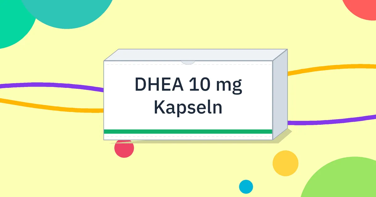 Symbolbild: Packung mit der Aufschrift DHEA 10 mg Kapseln (PZN 18471728) – Verfügbarkeit und Bezug in Apotheken in Frankfurt am Main