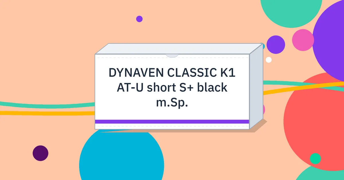 Symbolbild: Packung mit der Aufschrift DYNAVEN CLASSIC K1 AT-U short S+ black m.Sp. (PZN 18416876) – Verfügbarkeit und Bezug in Apotheken in Frankfurt am Main