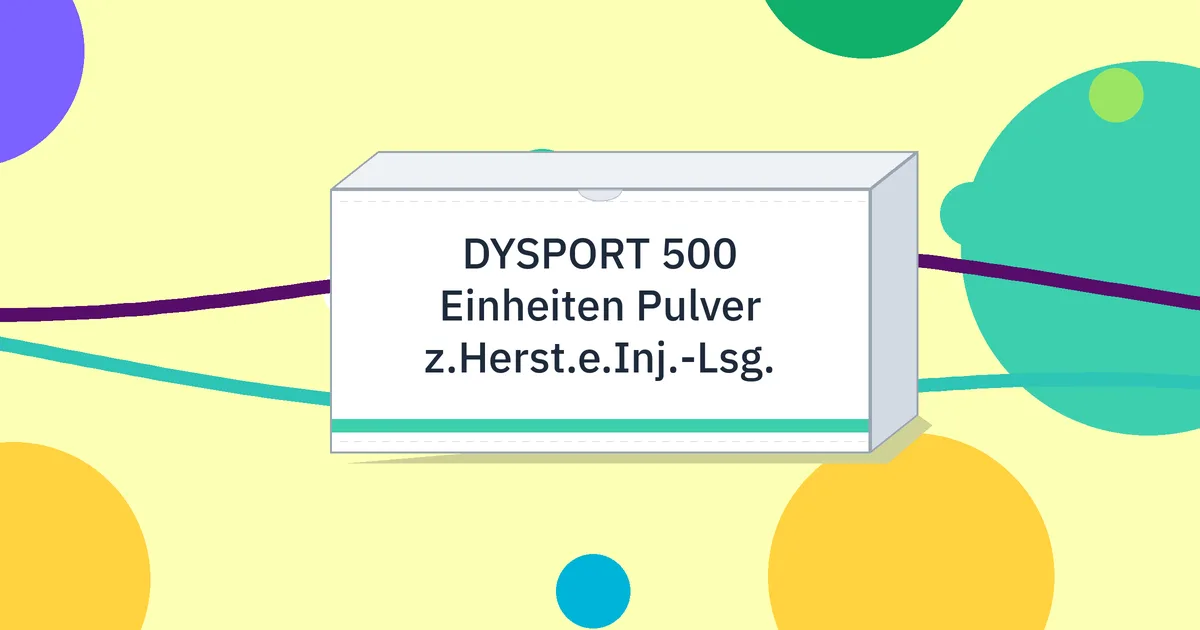 Symbolbild: Packung mit der Aufschrift DYSPORT 500 Einheiten Pulver z.Herst.e.Inj.-Lsg. (PZN 04889619) – Verfügbarkeit und Bezug in Apotheken in Frankfurt am Main