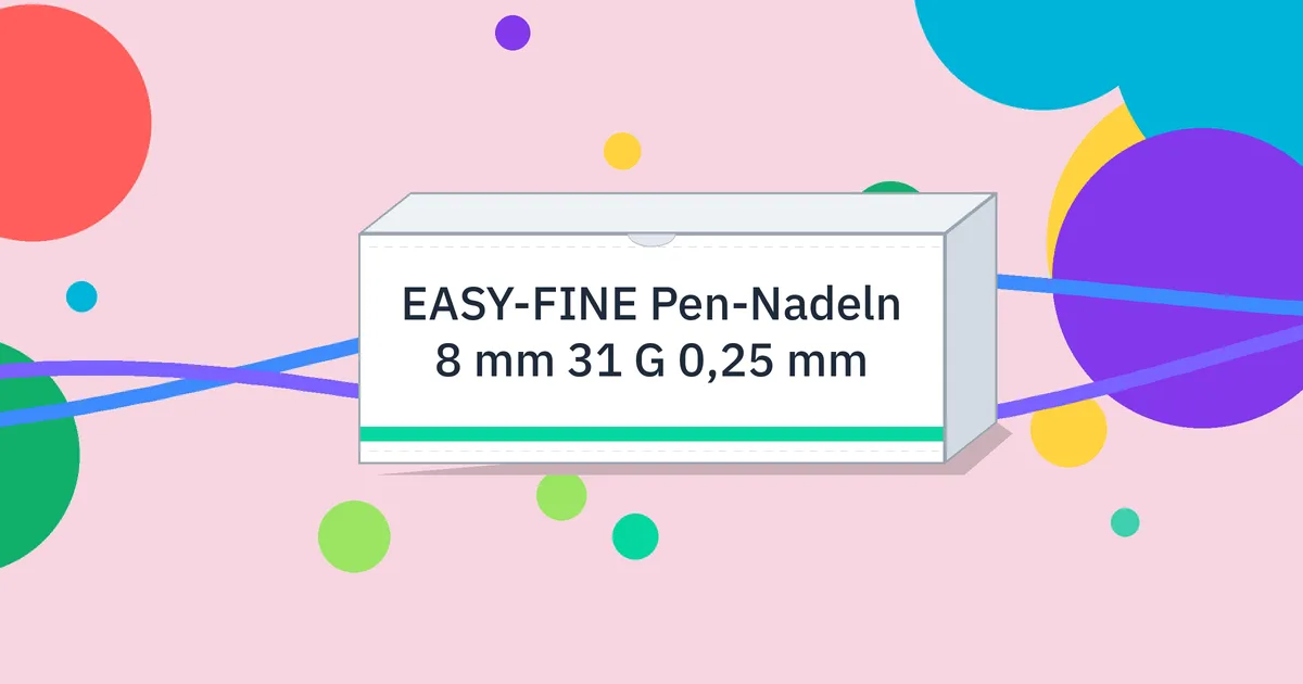 Symbolbild: Packung mit der Aufschrift EASY-FINE Pen-Nadeln 8 mm 31 G 0,25 mm (PZN 19427244) – Verfügbarkeit und Bezug in Apotheken in Frankfurt am Main
