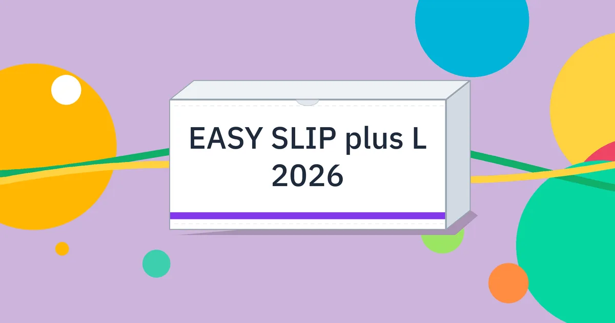 Symbolbild: Packung mit der Aufschrift EASY SLIP plus L 2026 (PZN 20224606) – Verfügbarkeit und Bezug in Apotheken in Frankfurt am Main