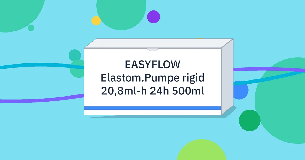 Symbolbild: Packung mit der Aufschrift EASYFLOW Elastom.Pumpe rigid 20,8ml-h 24h 500ml (PZN 19262719) – Verfügbarkeit und Bezug in Apotheken in Frankfurt am Main