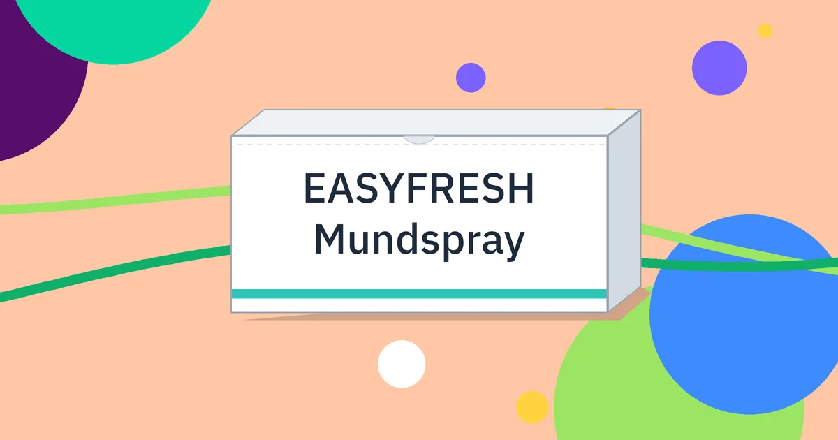 Symbolbild: Packung mit der Aufschrift EASYFRESH Mundspray (PZN 17454550) – Verfügbarkeit und Bezug in Apotheken in Frankfurt am Main