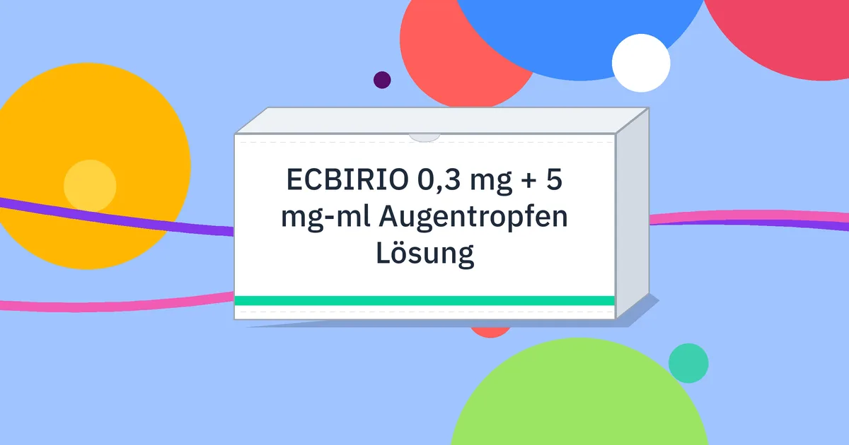 Symbolbild: Packung mit der Aufschrift ECBIRIO 0,3 mg + 5 mg-ml Augentropfen Lösung (PZN 18849902) – Verfügbarkeit und Bezug in Apotheken in Frankfurt am Main