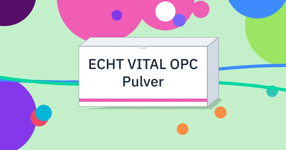 Symbolbild: Packung mit der Aufschrift ECHT VITAL OPC Pulver (PZN 13231474) – Verfügbarkeit und Bezug in Apotheken in Frankfurt am Main