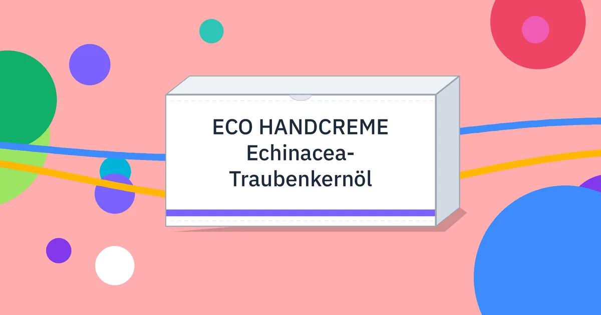 Symbolbild: Packung mit der Aufschrift ECO HANDCREME Echinacea-Traubenkernöl (PZN 12568473) – Verfügbarkeit und Bezug in Apotheken in Frankfurt am Main