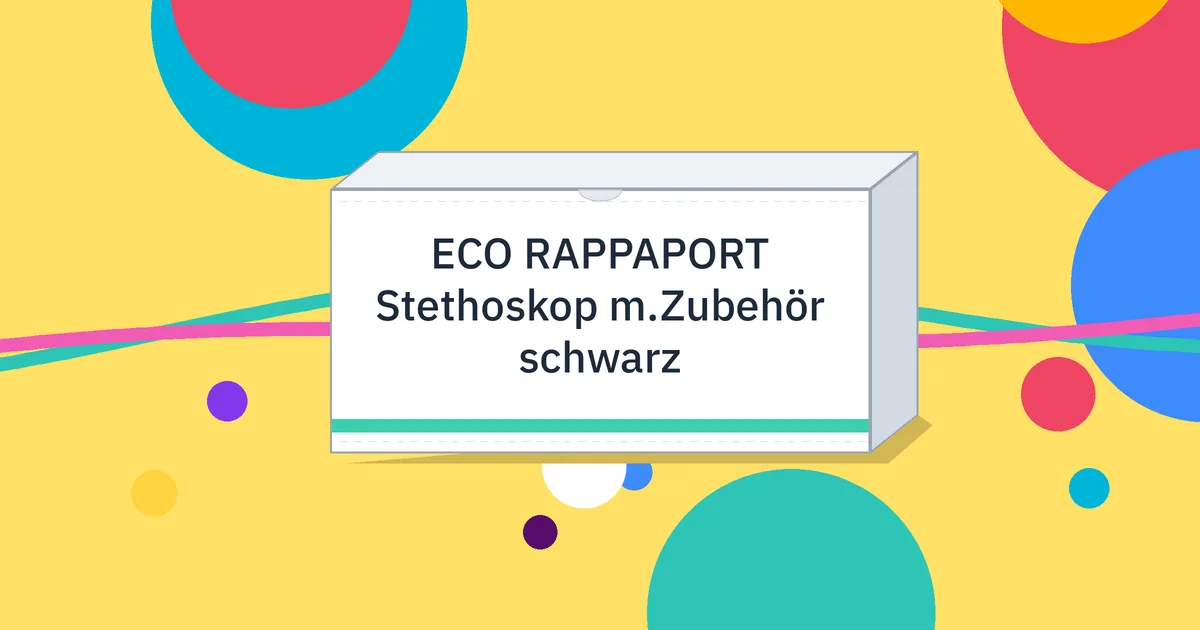 Symbolbild: Packung mit der Aufschrift ECO RAPPAPORT Stethoskop m.Zubehör schwarz (PZN 09205459) – Verfügbarkeit und Bezug in Apotheken in Frankfurt am Main