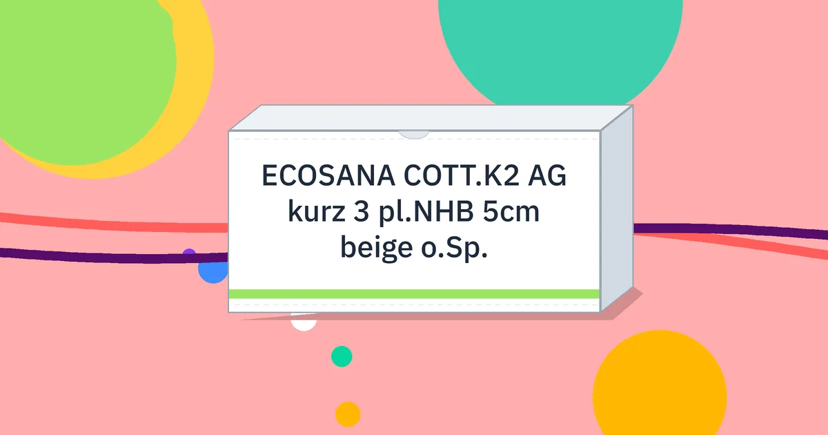 Symbolbild: Packung mit der Aufschrift ECOSANA COTT.K2 AG kurz 3 pl.NHB 5cm beige o.Sp. (PZN 16949551) – Verfügbarkeit und Bezug in Apotheken in Frankfurt am Main