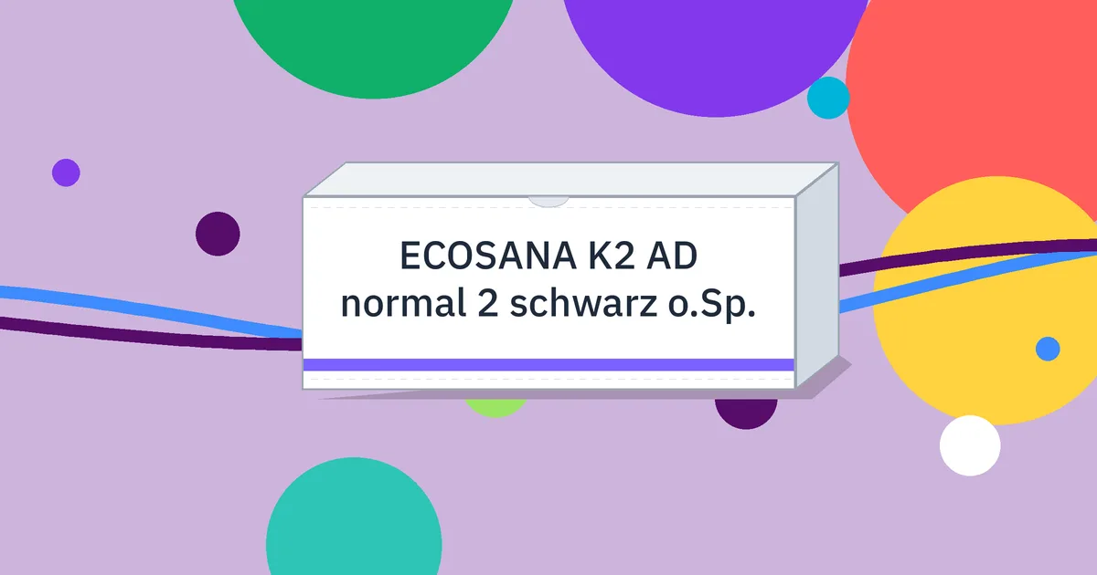 Symbolbild: Packung mit der Aufschrift ECOSANA K2 AD normal 2 schwarz o.Sp. (PZN 01333991) – Verfügbarkeit und Bezug in Apotheken in Frankfurt am Main