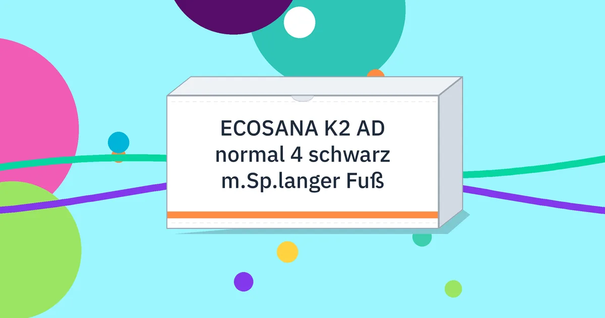 Symbolbild: Packung mit der Aufschrift ECOSANA K2 AD normal 4 schwarz m.Sp.langer Fuß (PZN 10955941) – Verfügbarkeit und Bezug in Apotheken in Frankfurt am Main