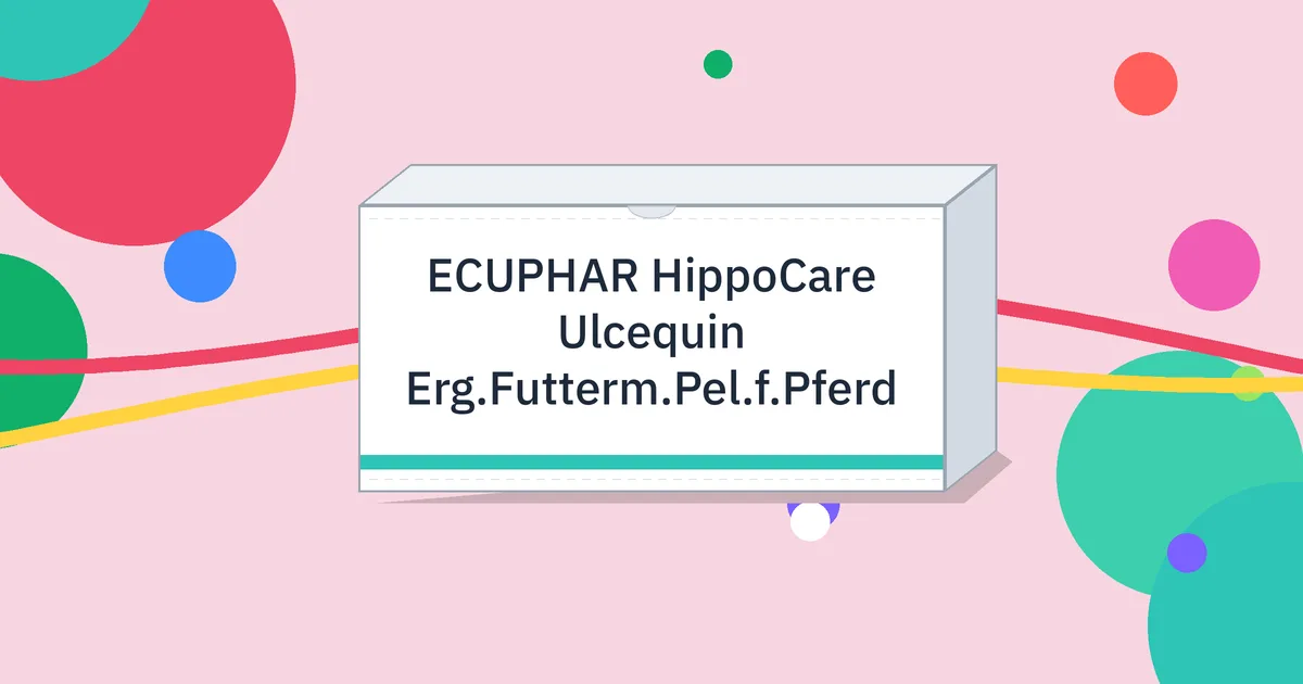Symbolbild: Packung mit der Aufschrift ECUPHAR HippoCare Ulcequin Erg.Futterm.Pel.f.Pferd (PZN 19445845) – Verfügbarkeit und Bezug in Apotheken in Frankfurt am Main