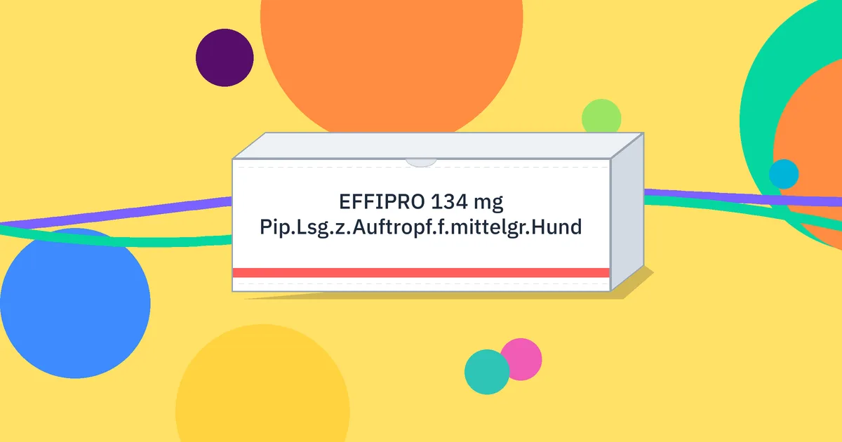Symbolbild: Packung mit der Aufschrift EFFIPRO 134 mg Pip.Lsg.z.Auftropf.f.mittelgr.Hund (PZN 05507614) – Verfügbarkeit und Bezug in Apotheken in Frankfurt am Main
