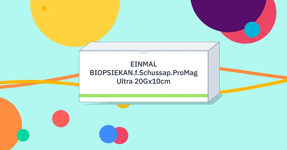 Symbolbild: Packung mit der Aufschrift EINMAL BIOPSIEKAN.f.Schussap.ProMag Ultra 20Gx10cm (PZN 00282783) – Verfügbarkeit und Bezug in Apotheken in Frankfurt am Main