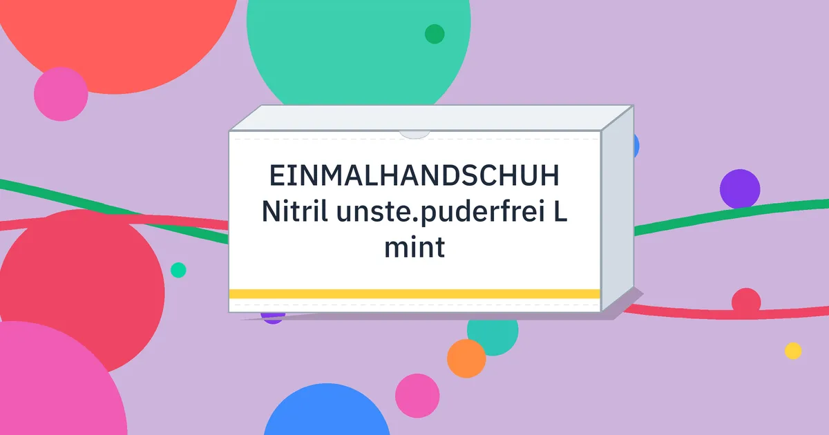 Symbolbild: Packung mit der Aufschrift EINMALHANDSCHUH Nitril unste.puderfrei L mint (PZN 18152408) – Verfügbarkeit und Bezug in Apotheken in Frankfurt am Main