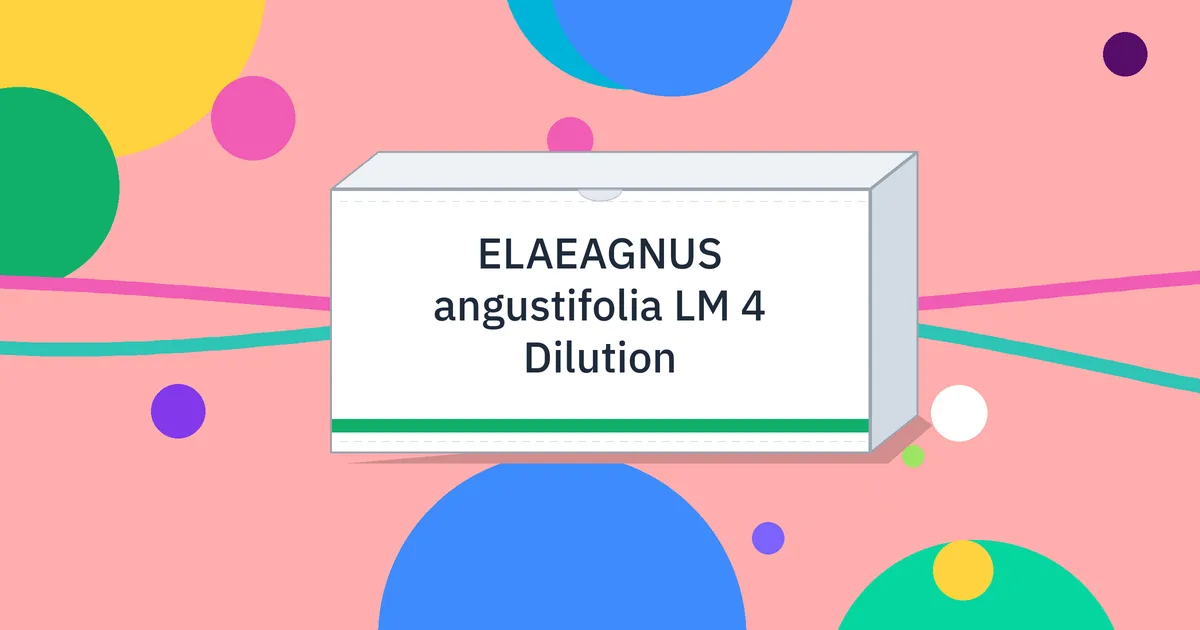 Symbolbild: Packung mit der Aufschrift ELAEAGNUS angustifolia LM 4 Dilution (PZN 13469224) – Verfügbarkeit und Bezug in Apotheken in Frankfurt am Main