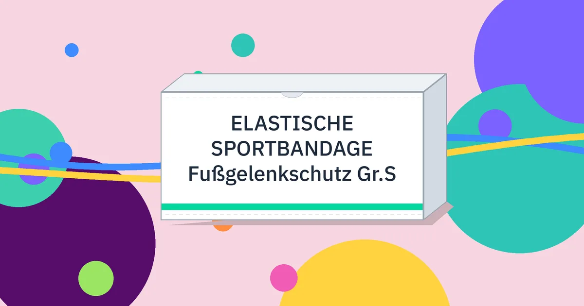 Symbolbild: Packung mit der Aufschrift ELASTISCHE SPORTBANDAGE Fußgelenkschutz Gr.S (PZN 15249886) – Verfügbarkeit und Bezug in Apotheken in Frankfurt am Main