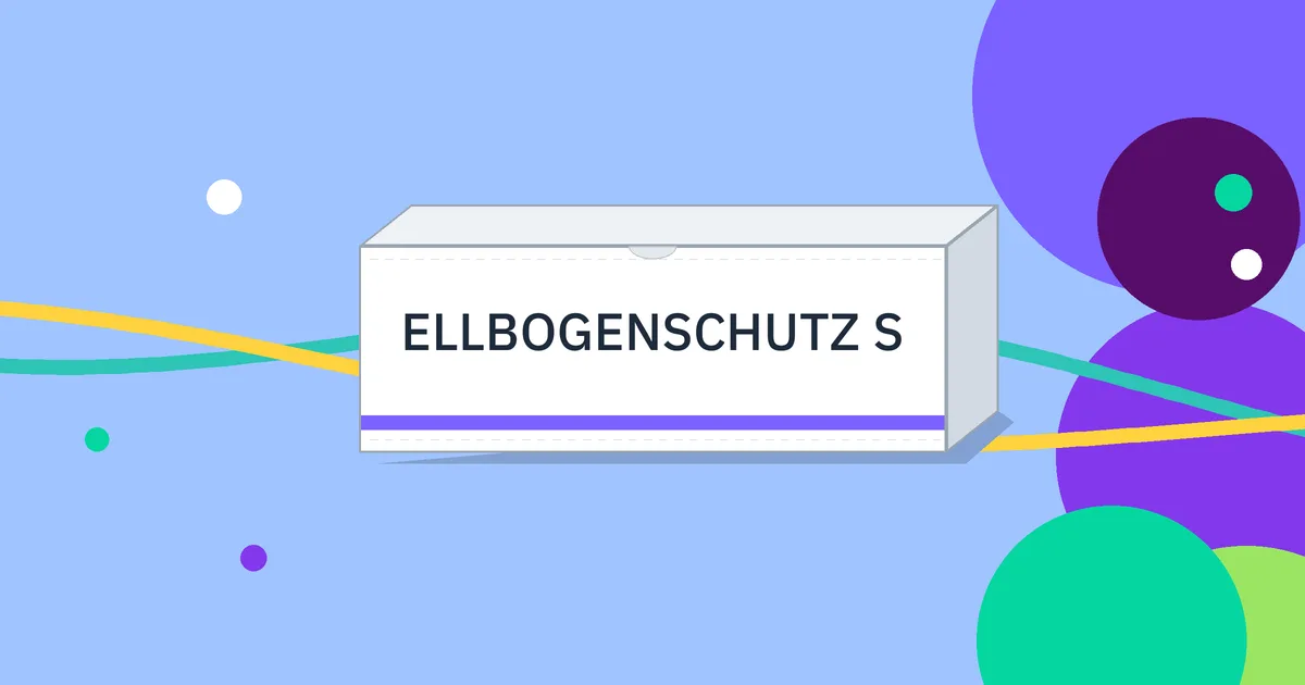 Symbolbild: Packung mit der Aufschrift ELLBOGENSCHUTZ S (PZN 14262761) – Verfügbarkeit und Bezug in Apotheken in Frankfurt am Main