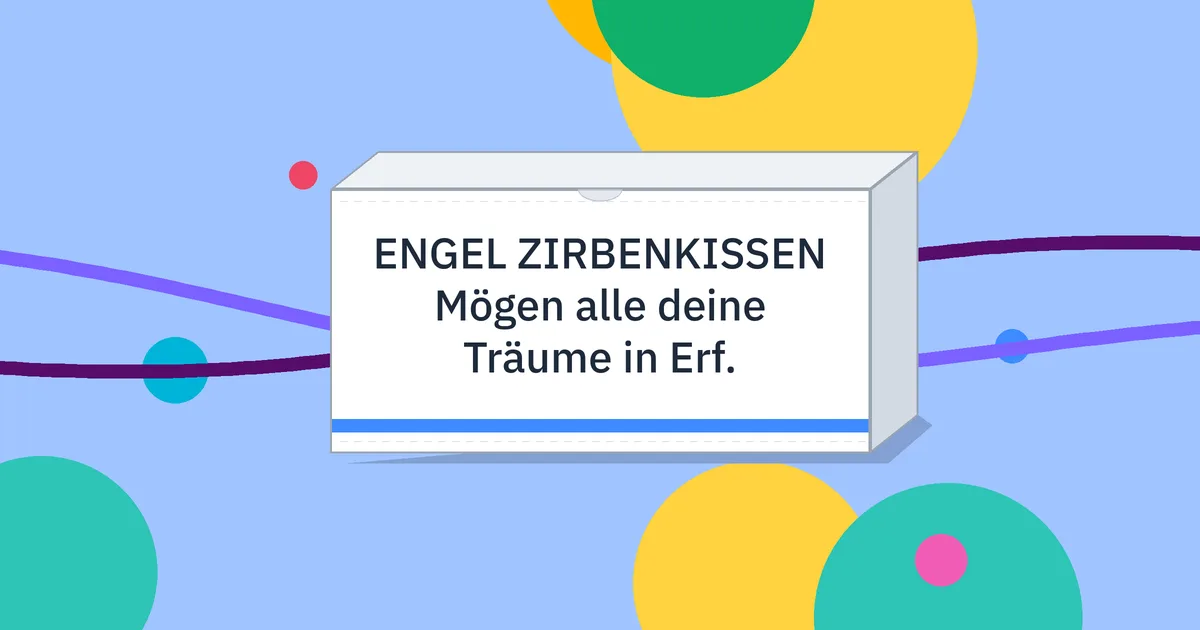Symbolbild: Packung mit der Aufschrift ENGEL ZIRBENKISSEN Mögen alle deine Träume in Erf. (PZN 18654699) – Verfügbarkeit und Bezug in Apotheken in Frankfurt am Main