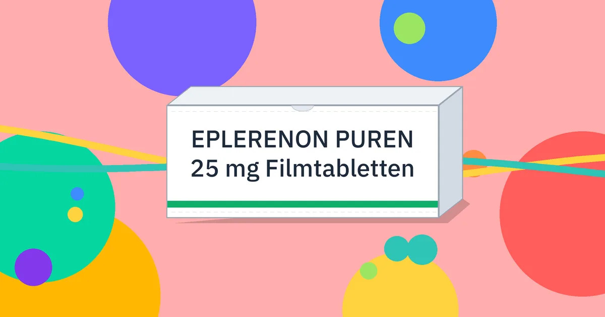 Symbolbild: Packung mit der Aufschrift EPLERENON PUREN 25 mg Filmtabletten (PZN 19979239) – Verfügbarkeit und Bezug in Apotheken in Frankfurt am Main