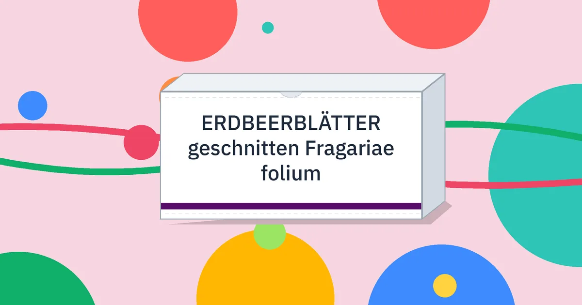 Symbolbild: Packung mit der Aufschrift ERDBEERBLÄTTER geschnitten Fragariae folium (PZN 20948899) – Verfügbarkeit und Bezug in Apotheken in Frankfurt am Main