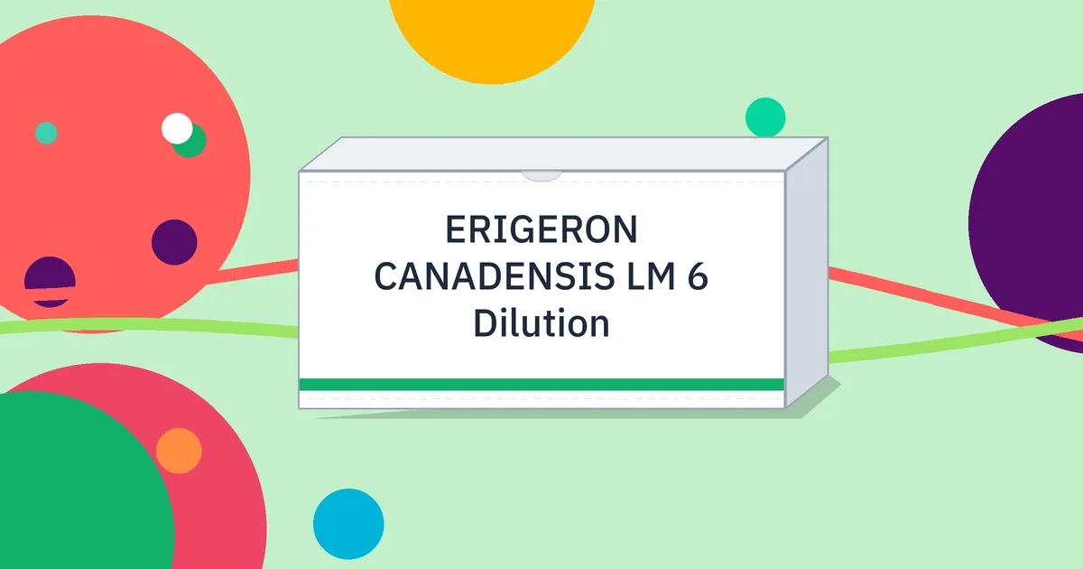 Symbolbild: Packung mit der Aufschrift ERIGERON CANADENSIS LM 6 Dilution (PZN 13478051) – Verfügbarkeit und Bezug in Apotheken in Frankfurt am Main