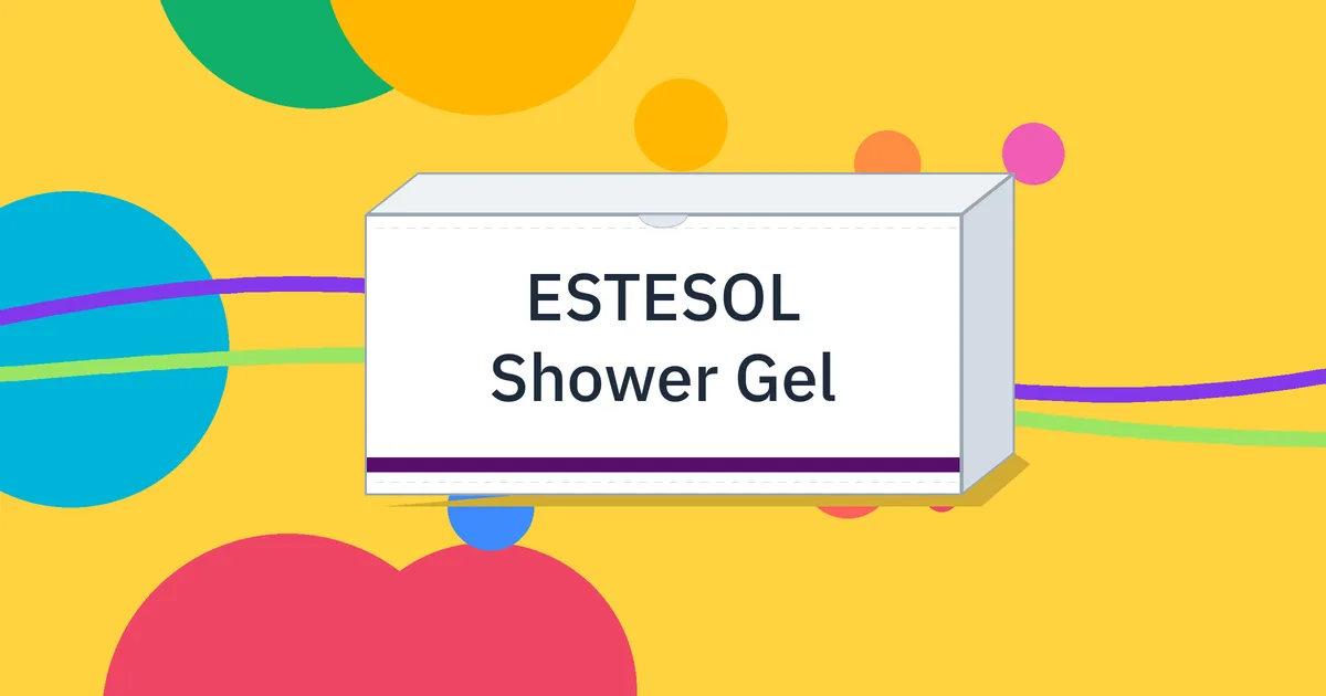 Symbolbild: Packung mit der Aufschrift ESTESOL Shower Gel (PZN 16748841) – Verfügbarkeit und Bezug in Apotheken in Frankfurt am Main