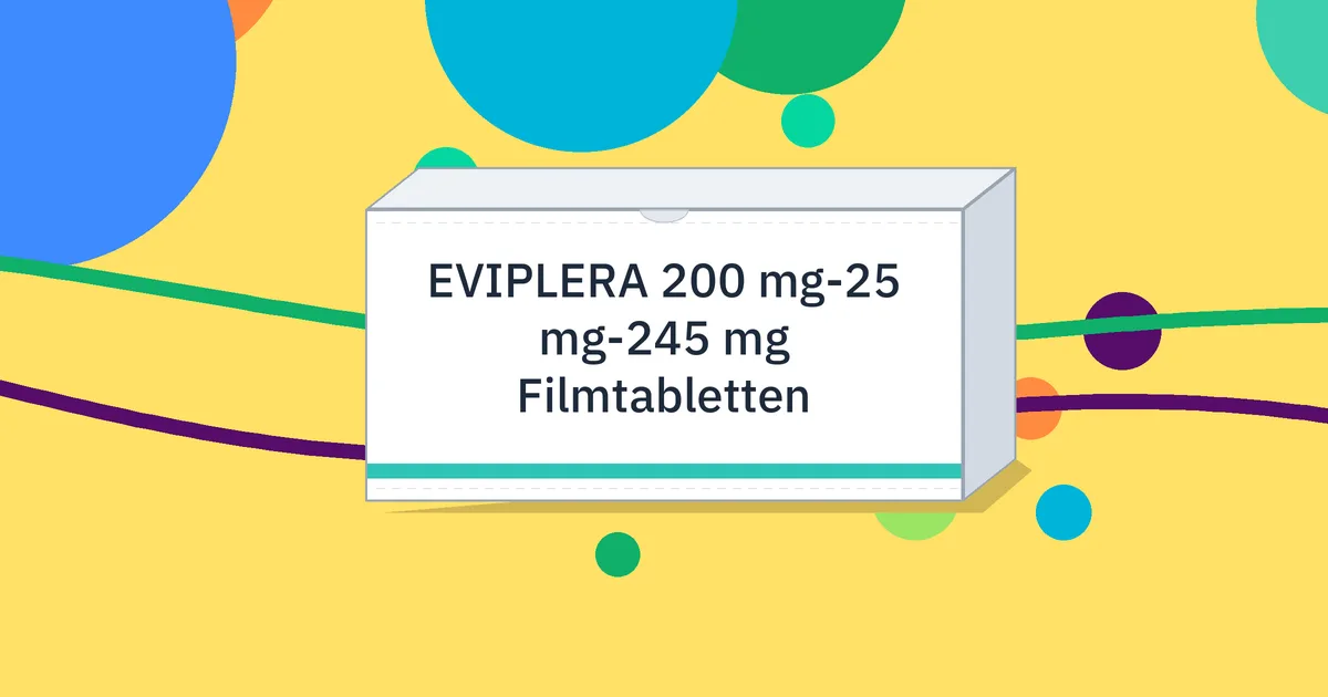 Symbolbild: Packung mit der Aufschrift EVIPLERA 200 mg-25 mg-245 mg Filmtabletten (PZN 12541037) – Verfügbarkeit und Bezug in Apotheken in Frankfurt am Main