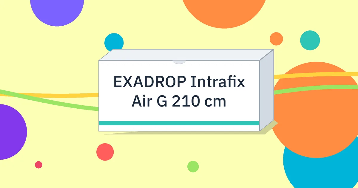 Symbolbild: Packung mit der Aufschrift EXADROP Intrafix Air G 210 cm (PZN 12434028) – Verfügbarkeit und Bezug in Apotheken in Frankfurt am Main
