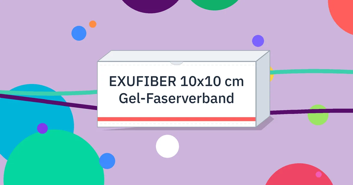 Symbolbild: Packung mit der Aufschrift EXUFIBER 10x10 cm Gel-Faserverband (PZN 16261719) – Verfügbarkeit und Bezug in Apotheken in Frankfurt am Main