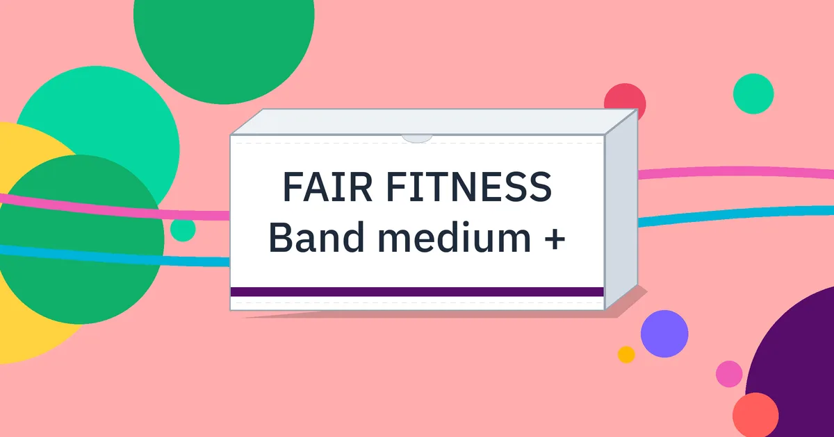 Symbolbild: Packung mit der Aufschrift FAIR FITNESS Band medium + (PZN 19548953) – Verfügbarkeit und Bezug in Apotheken in Frankfurt am Main