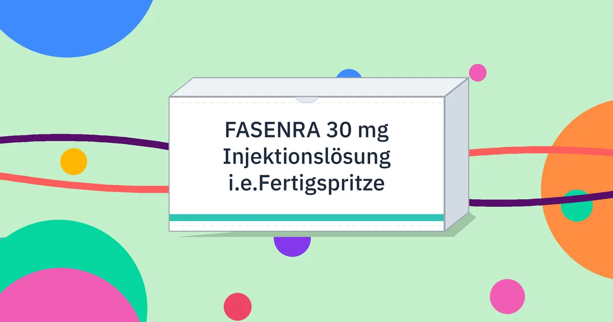 Symbolbild: Packung mit der Aufschrift FASENRA 30 mg Injektionslösung i.e.Fertigspritze (PZN 13475325) – Verfügbarkeit und Bezug in Apotheken in Frankfurt am Main