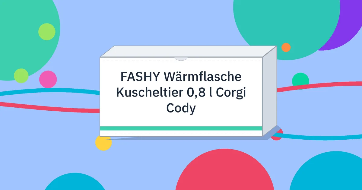 Symbolbild: Packung mit der Aufschrift FASHY Wärmflasche Kuscheltier 0,8 l Corgi Cody (PZN 18648339) – Verfügbarkeit und Bezug in Apotheken in Frankfurt am Main