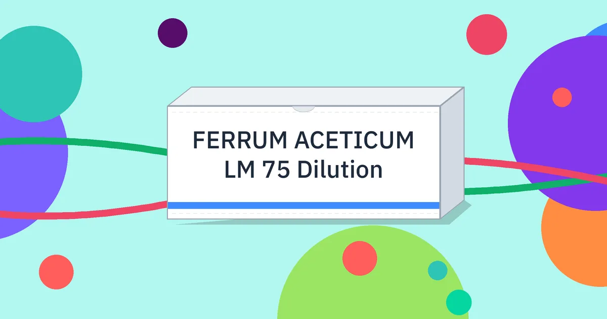 Symbolbild: Packung mit der Aufschrift FERRUM ACETICUM LM 75 Dilution (PZN 13488606) – Verfügbarkeit und Bezug in Apotheken in Frankfurt am Main