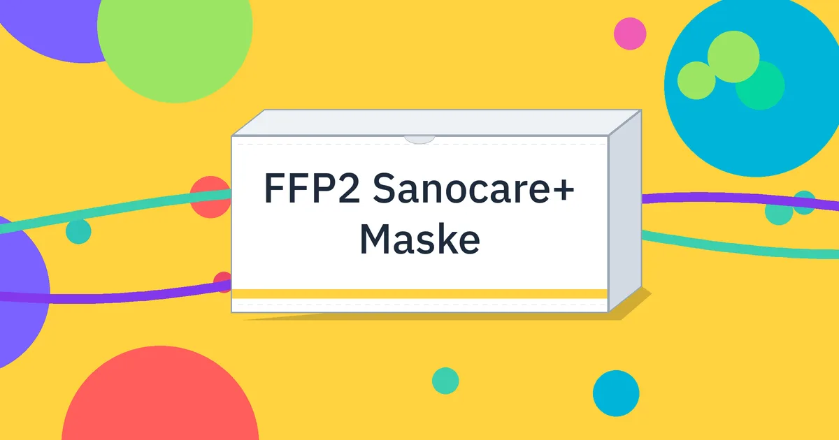 Symbolbild: Packung mit der Aufschrift FFP2 Sanocare+ Maske (PZN 17261905) – Verfügbarkeit und Bezug in Apotheken in Frankfurt am Main