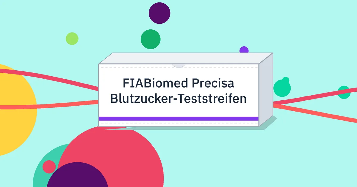 Symbolbild: Packung mit der Aufschrift FIABiomed Precisa Blutzucker-Teststreifen (PZN 18675336) – Verfügbarkeit und Bezug in Apotheken in Frankfurt am Main